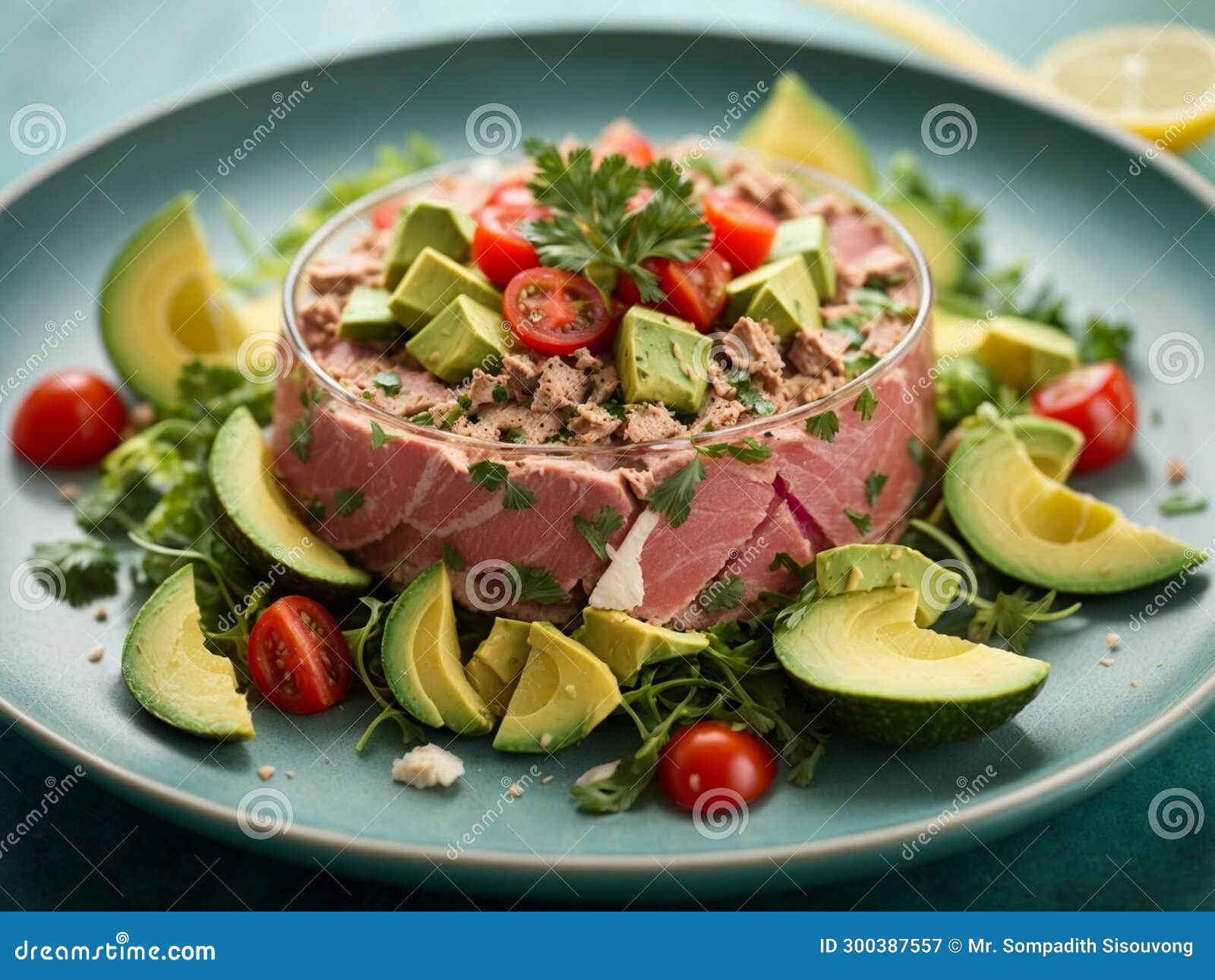 Delicious Tuna Avocado Salad, Chunks of Red Tuna Nestle Against Creamy ...
