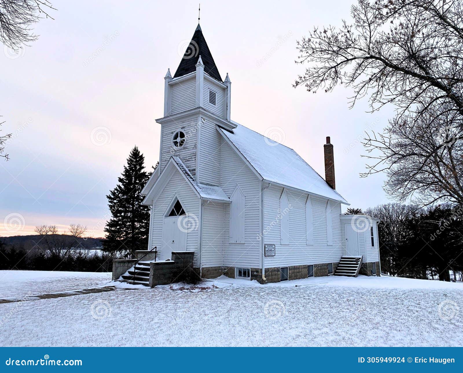 A Classic Shape of an Old Historic Country Church Stock Photo - Image ...