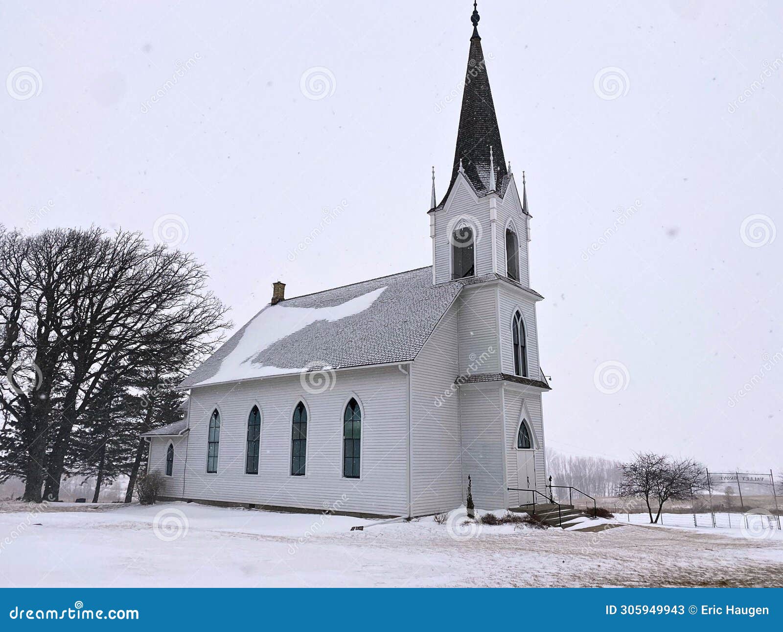 Old Country Church with a Beautiful Intricate Spire Stock Image - Image ...