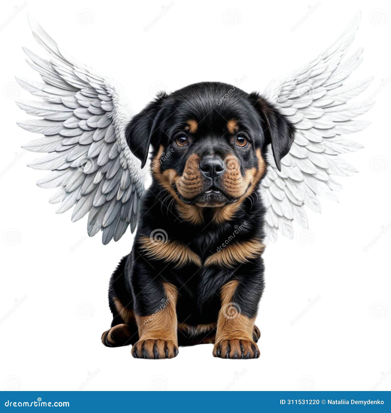 Rottweiler Puppy with White Angel Wings . Stock Illustration ...