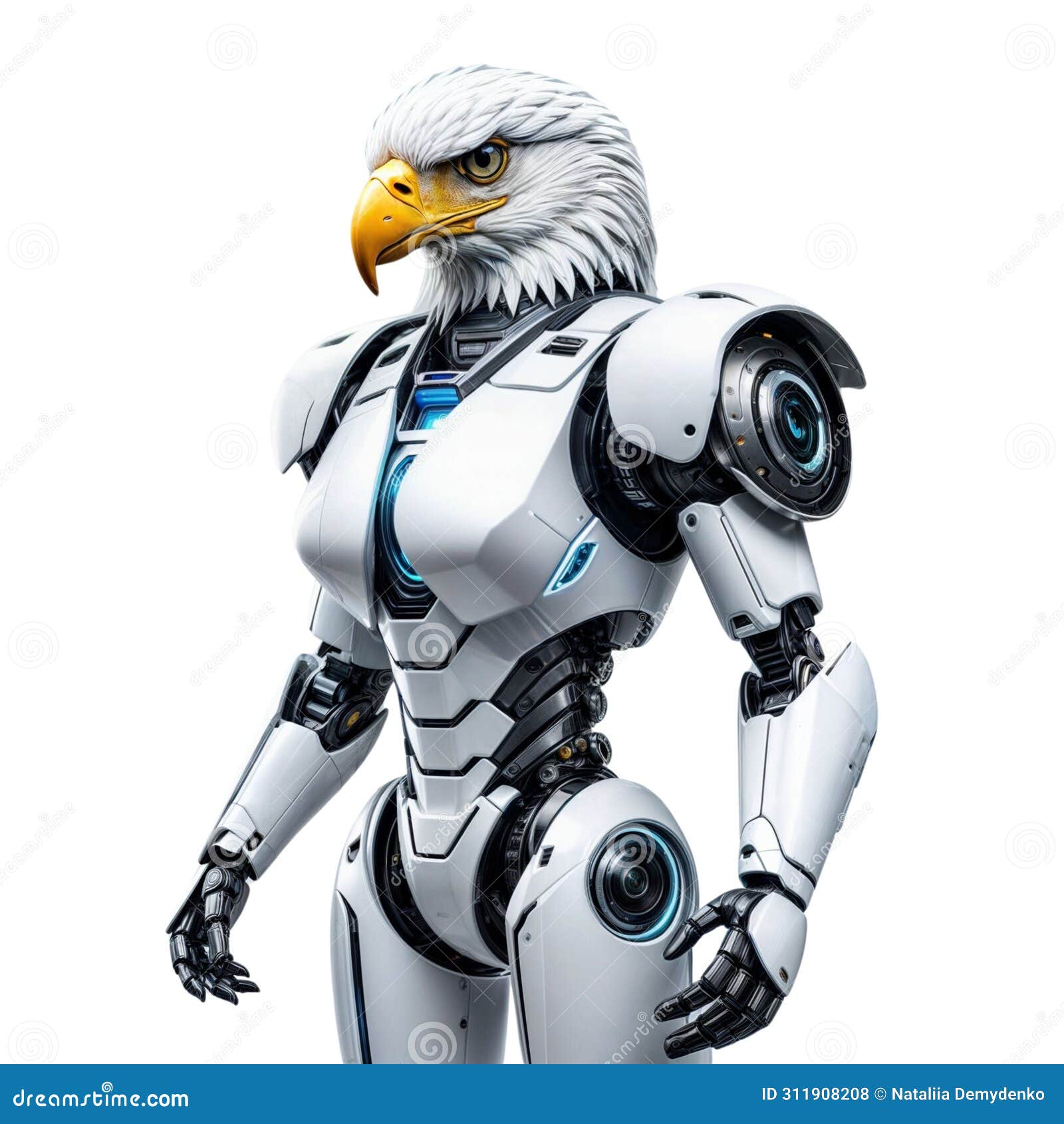 White Cyber Robot Eagle Transformer Stock Illustration - Illustration ...