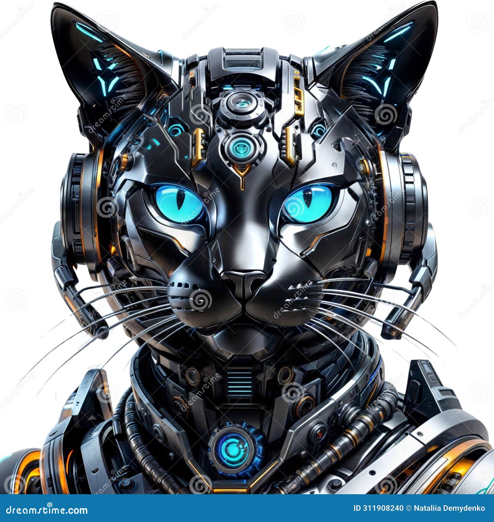 Black Cyber Robot Cat Transformer Stock Illustration - Illustration of ...