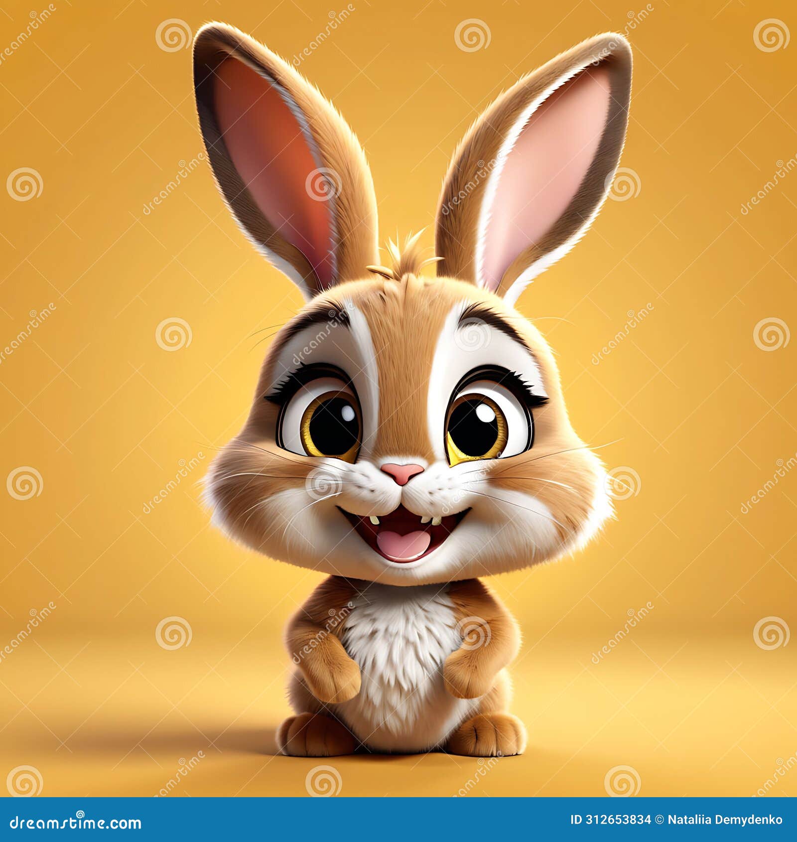 Cute Happy Baby Bani White Brown Color on Yellow Bg Stock Illustration ...