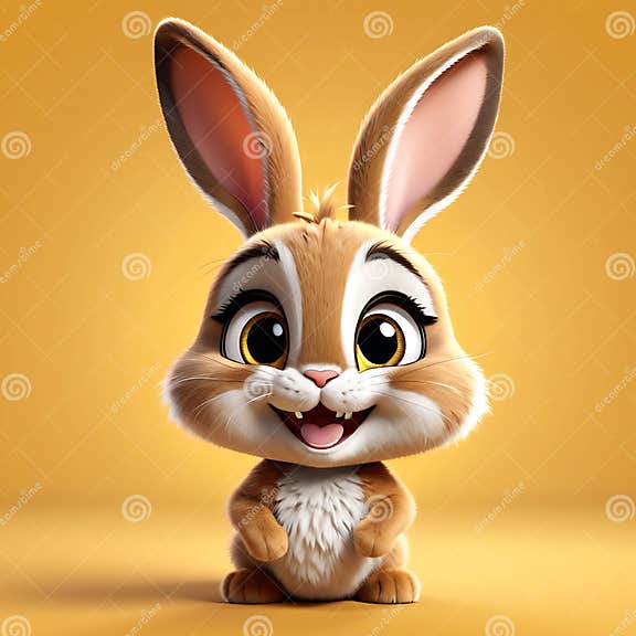 Cute Happy Baby Bani White Brown Color on Yellow Bg Stock Illustration ...