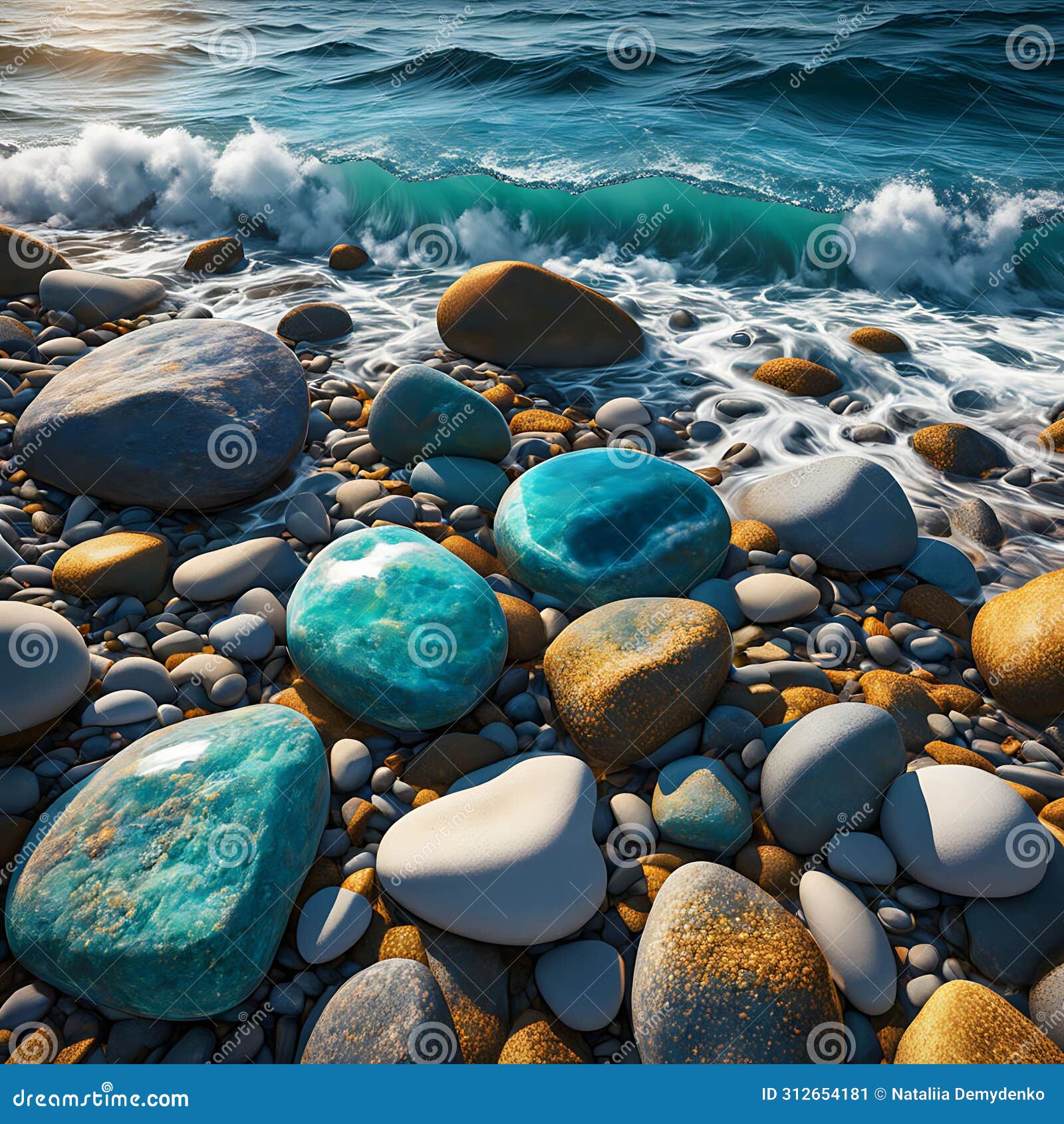 Shore with Beautiful Stones of Different Colors and Shapes Stock ...