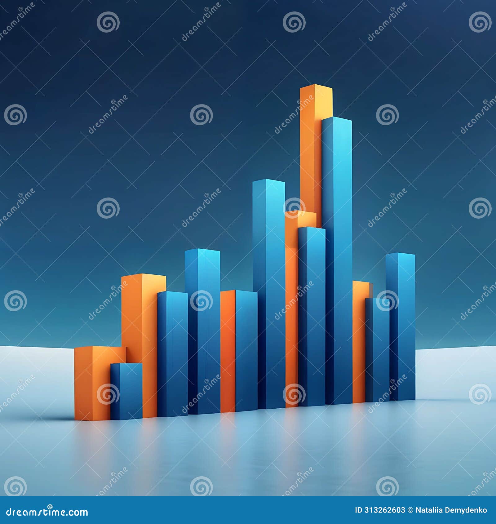 Orange-blue 3D Graph To the Top of Financial and Investment Growth ...