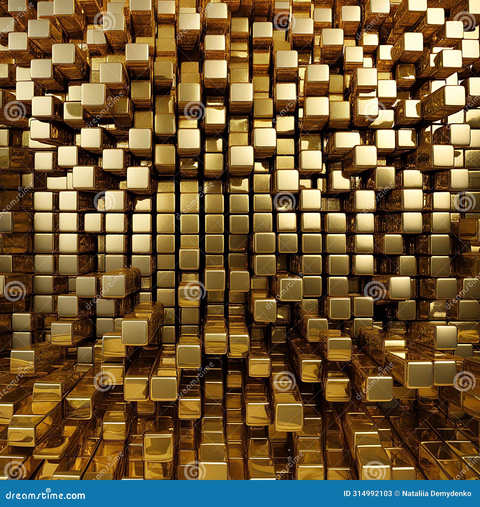 Gold Cubes, Squares Geometric Trendy Abstract Bg Stock Illustration ...