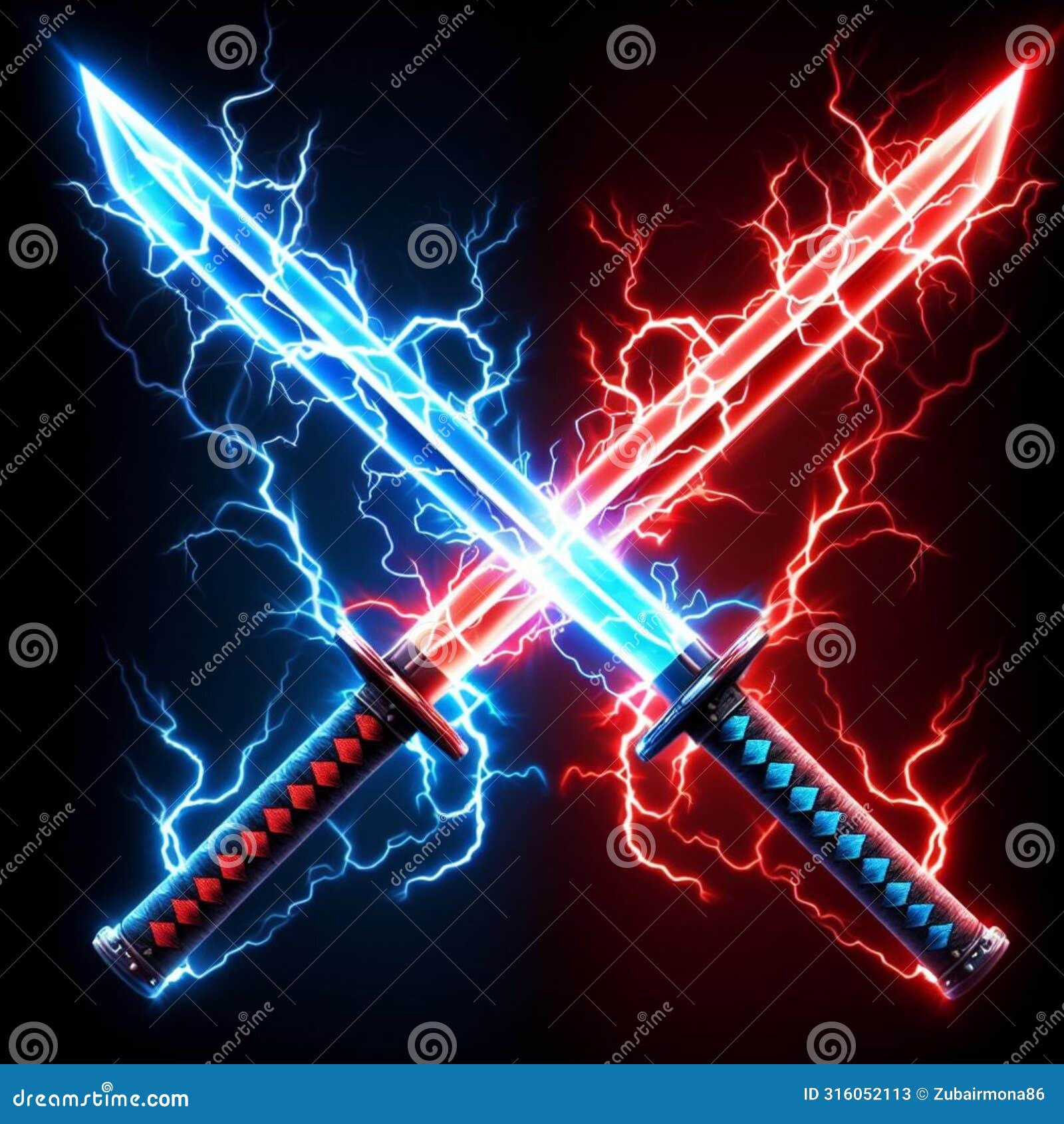 Cursed Dual Katana stock image. Image of lightning, swords - 316052113