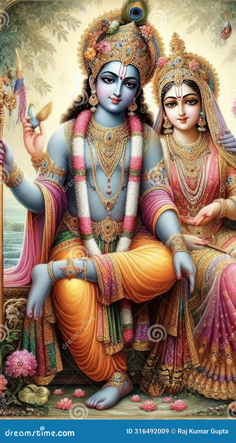 Radha Krishna Spritual Love Stock Illustration - Illustration of indian ...