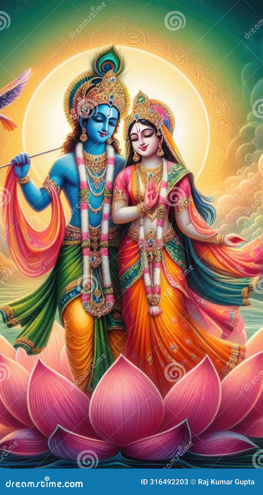 Radha Krishna Spritual Love Stock Illustration - Illustration of lord ...