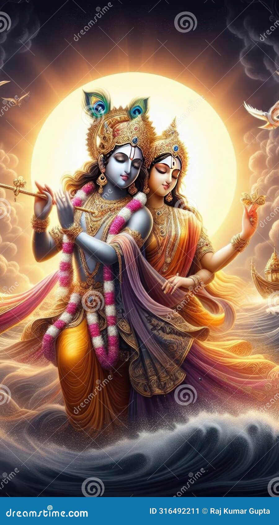 Radha Krishna Spritual Love Stock Illustration - Illustration of radhe ...