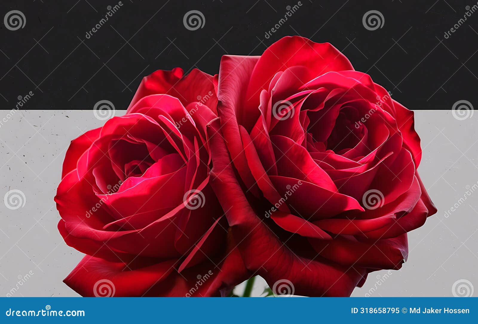 Two Blooming Red Roses Flower Photography Picture Stock Illustration ...