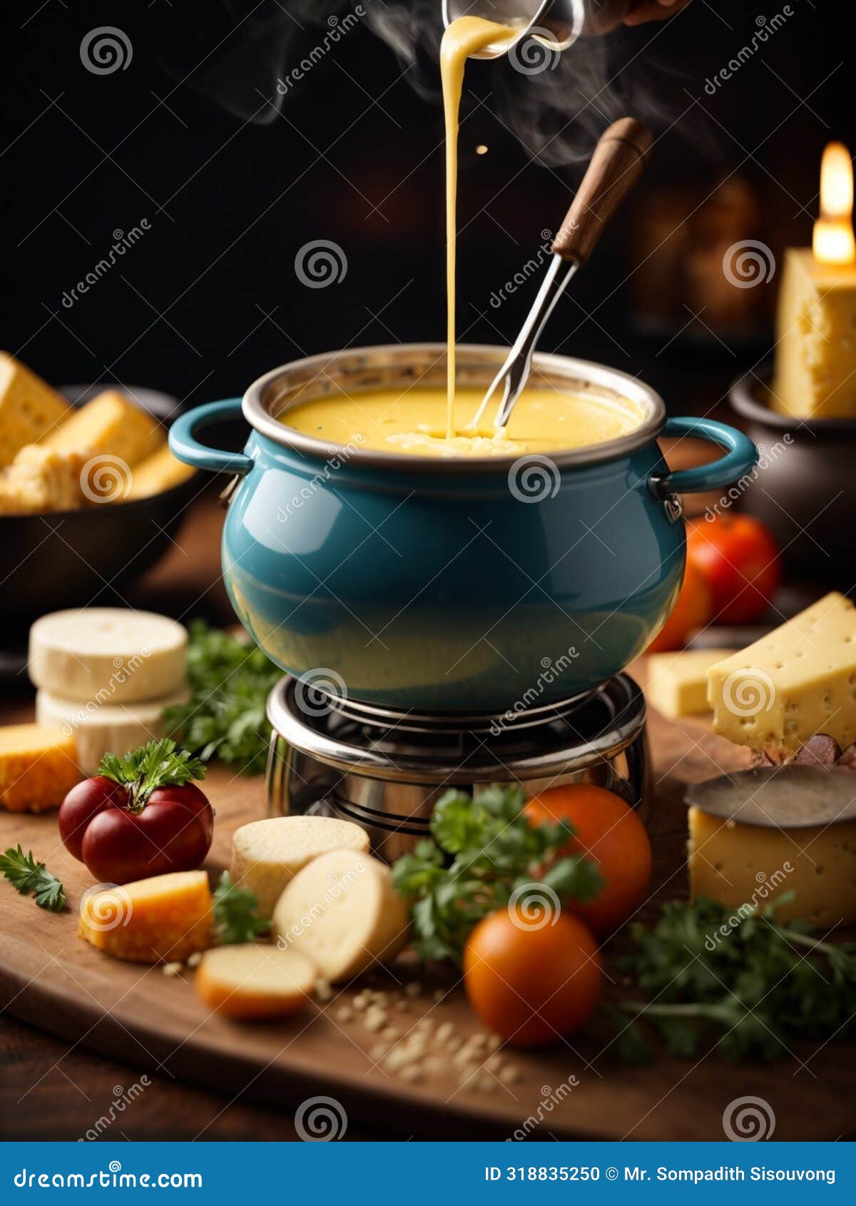 Cheese Fondue, Swiss Melted Cheese and Wine Dish Served in a Communal ...