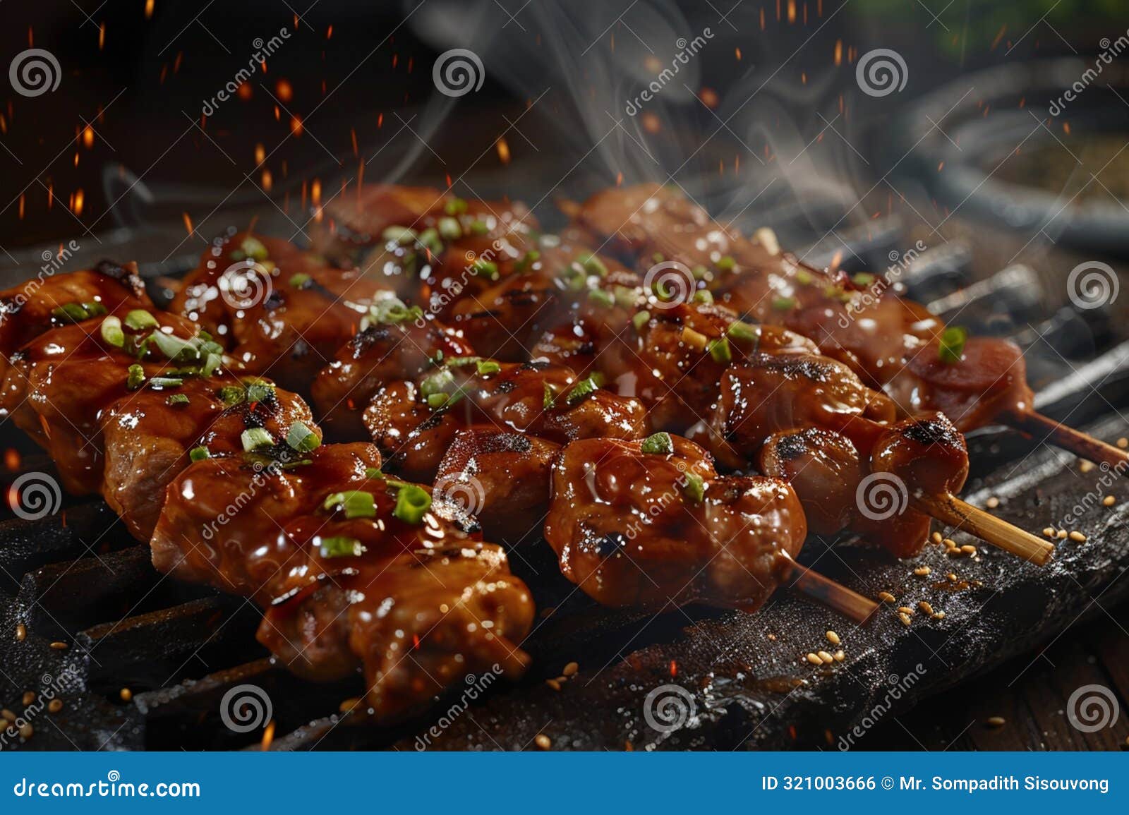 Japanese Yakitori Skewers Illustration Of A Design Vintage Cartoon ...