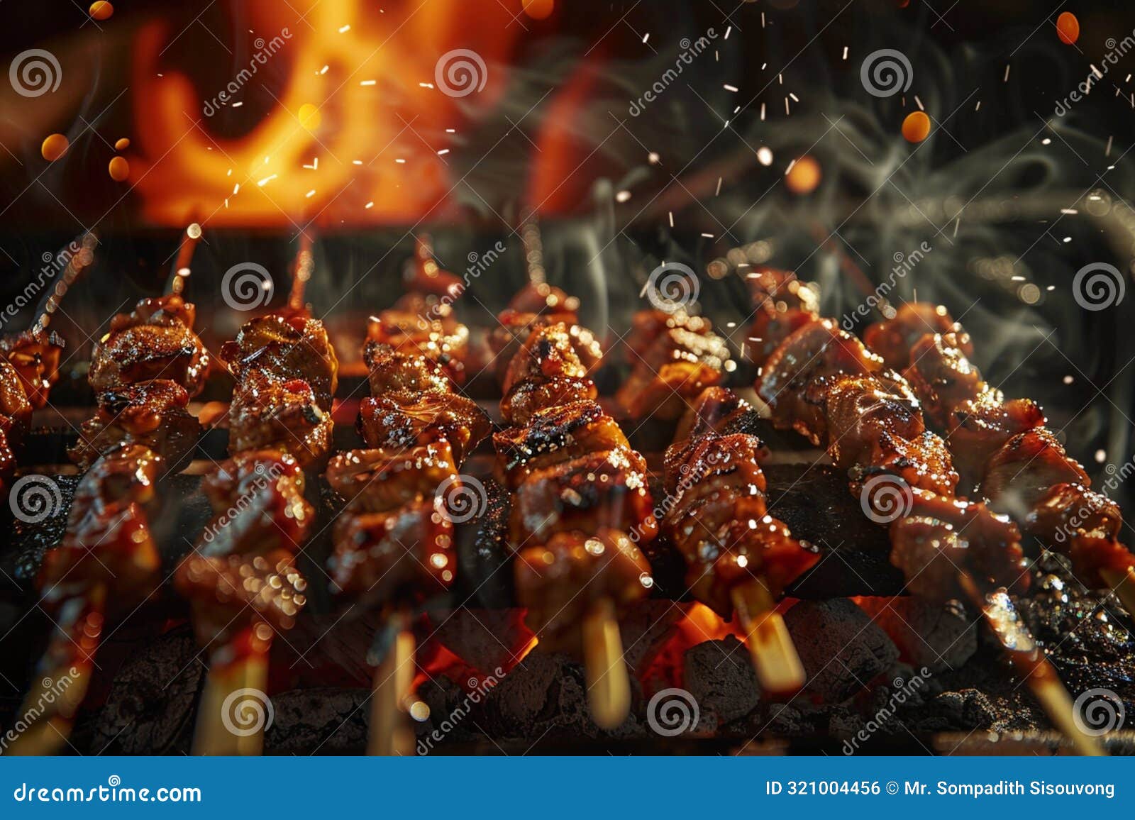 Japanese Yakitori Skewers Illustration Of A Design Vintage Cartoon ...
