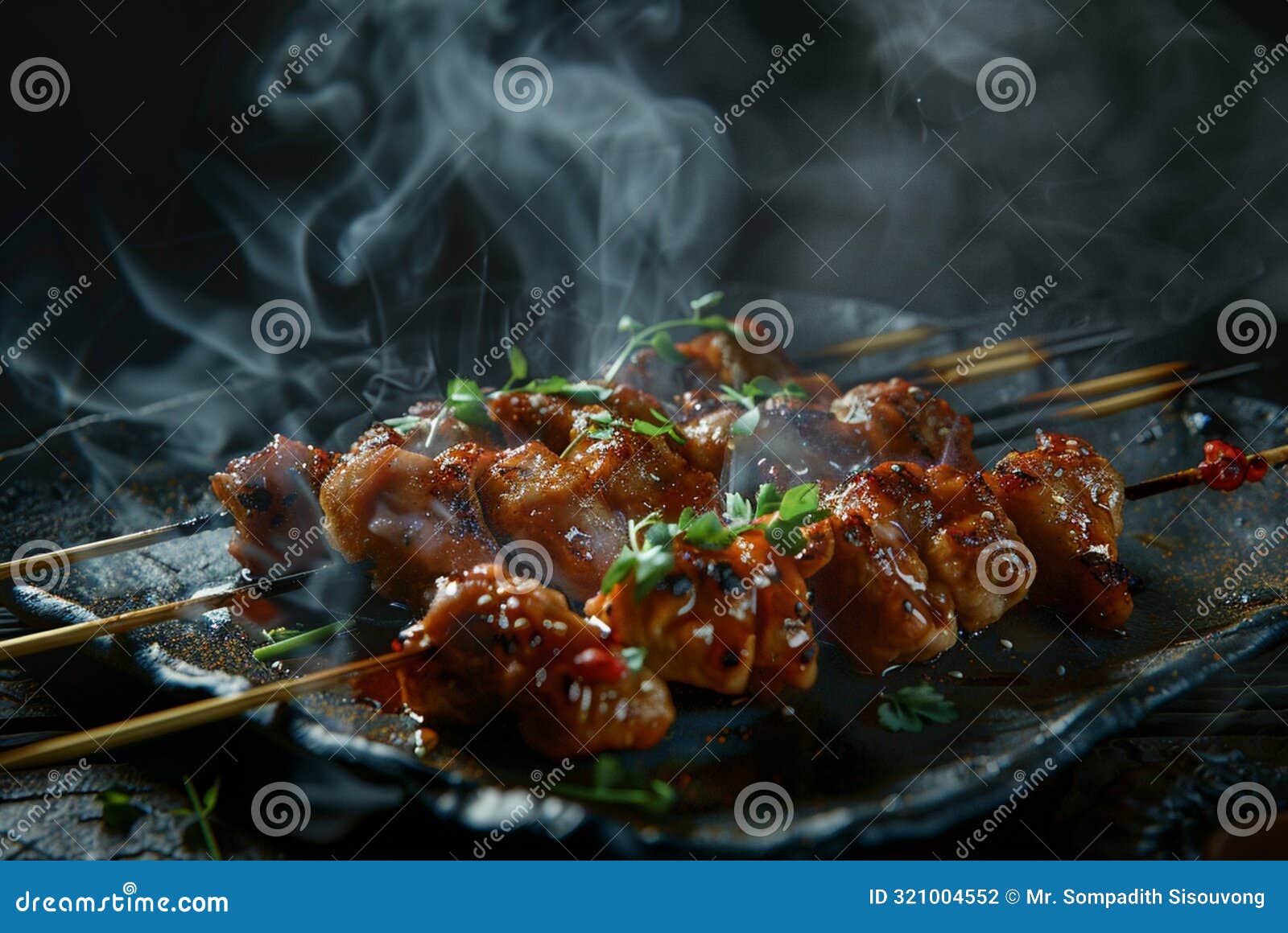 Japanese Yakitori Savory Grilled Skewers, Cinematic Food Photography ...