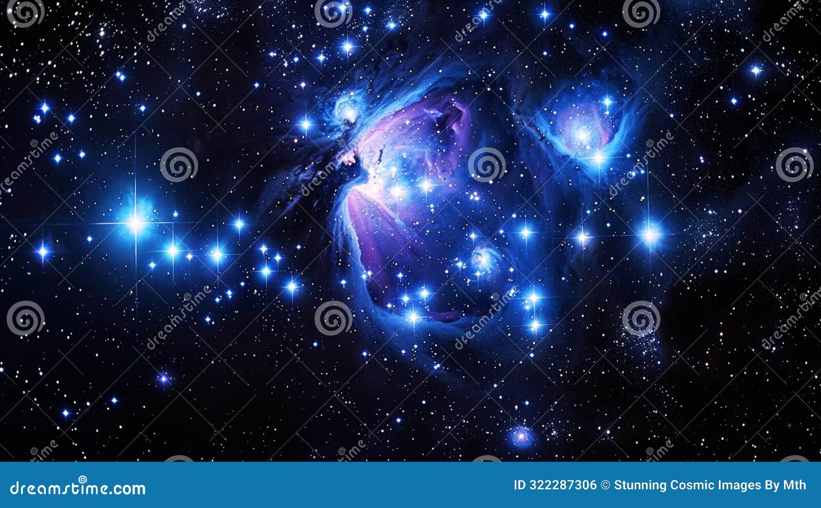 Beautiful Orion Constellation in Bright Blue Colors in Deep Space or ...