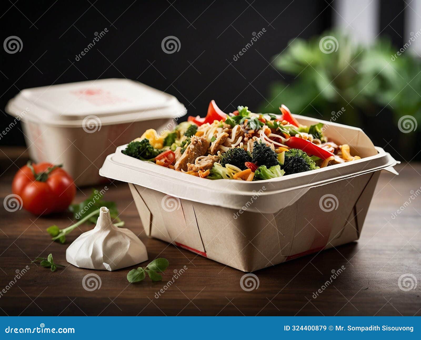 Yummy Food in Organic Paper Take Away Container Stock Illustration ...