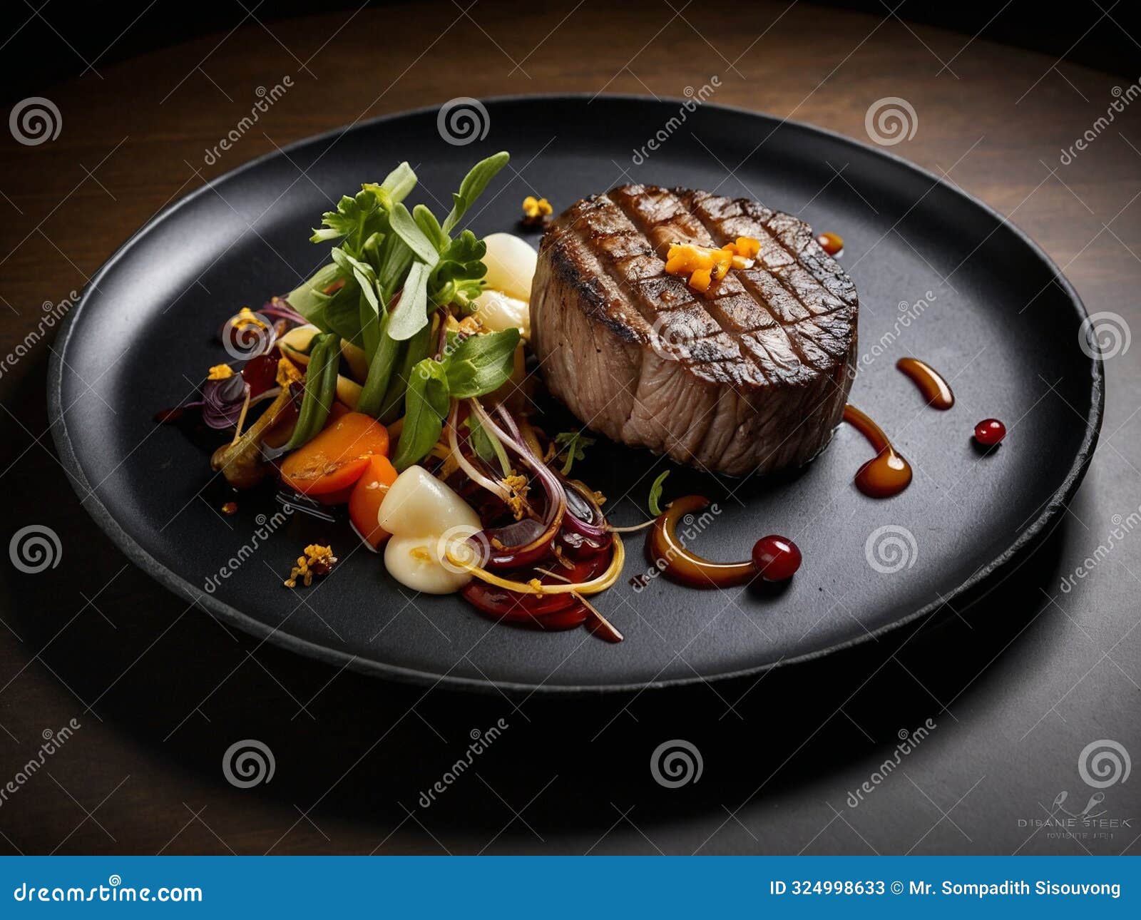 Premium Steak with Side Dish, Cinematic Food Photography Stock ...