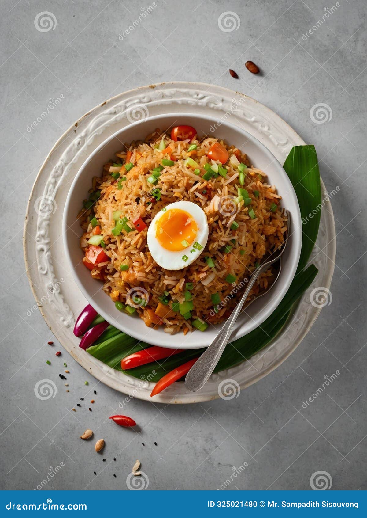 Indonesian Nasi Goreng Fried Rice, Famous Food From Indonesia Stock ...