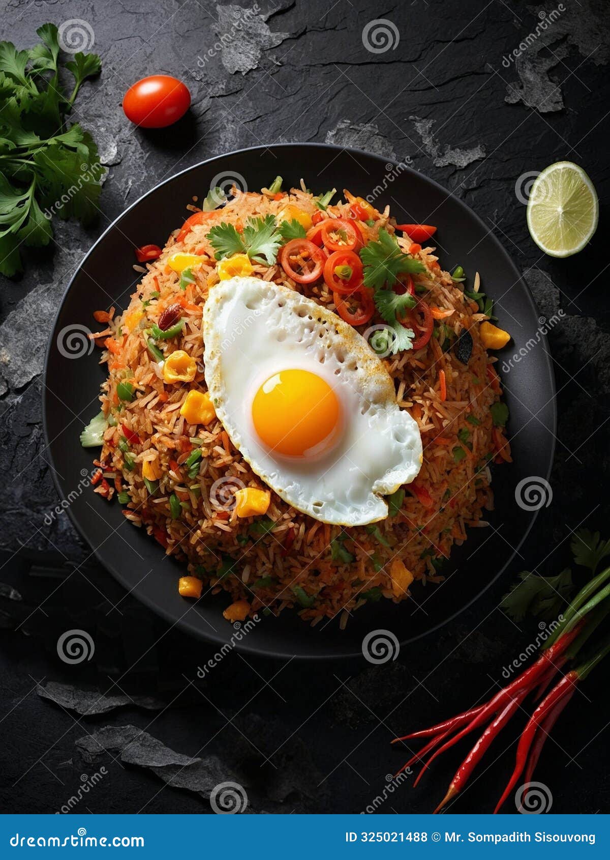 Indonesian Nasi Goreng Vector Illustration, Fried Rice Asian Food On ...