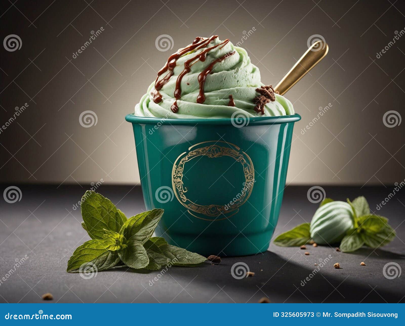 Italian Mint Gelato Ice Cream, Studio Lighting and Background, Food ...