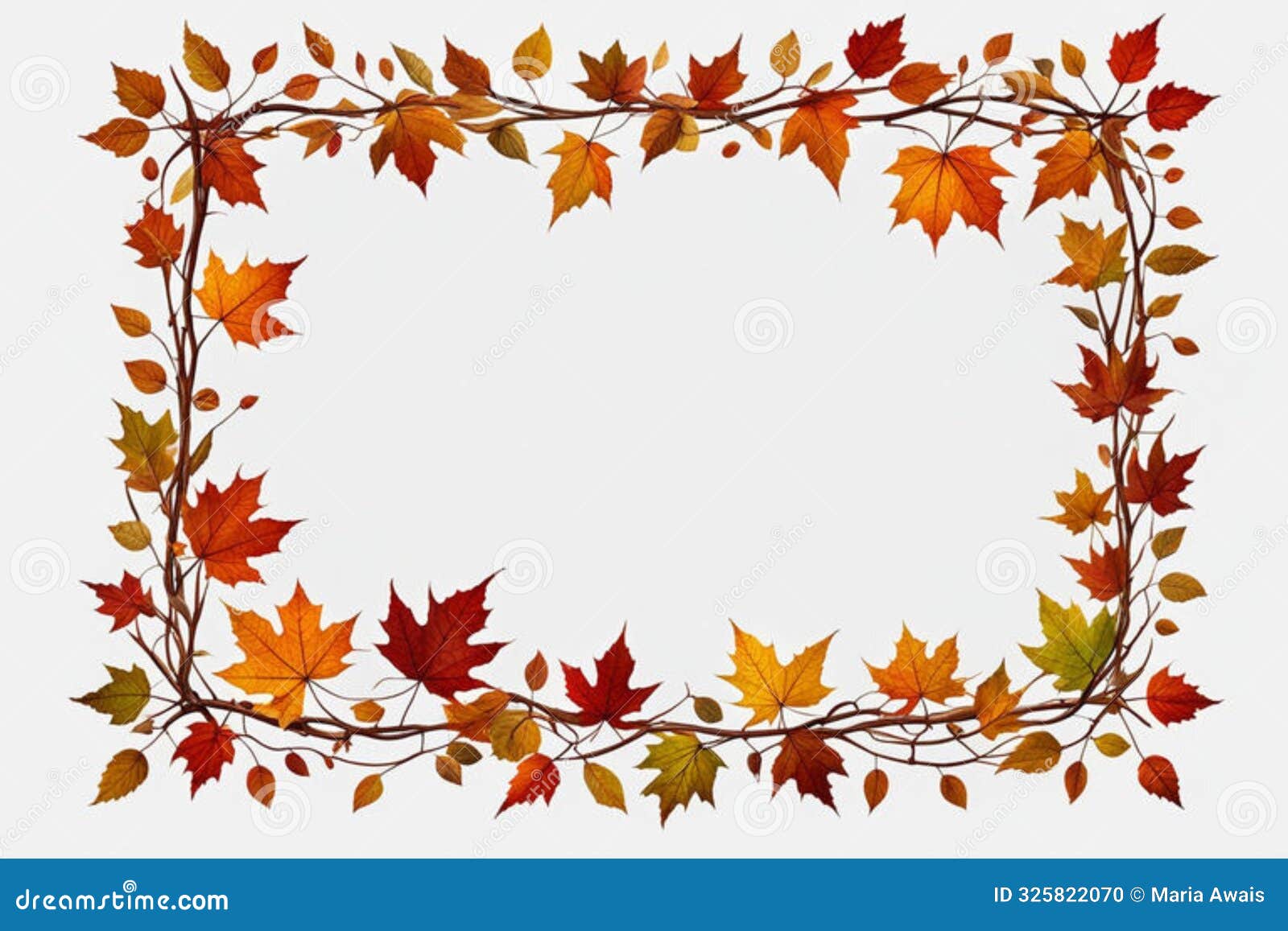 Fall Maple Leaves Frame Border Isolated on White Background, Autumn ...