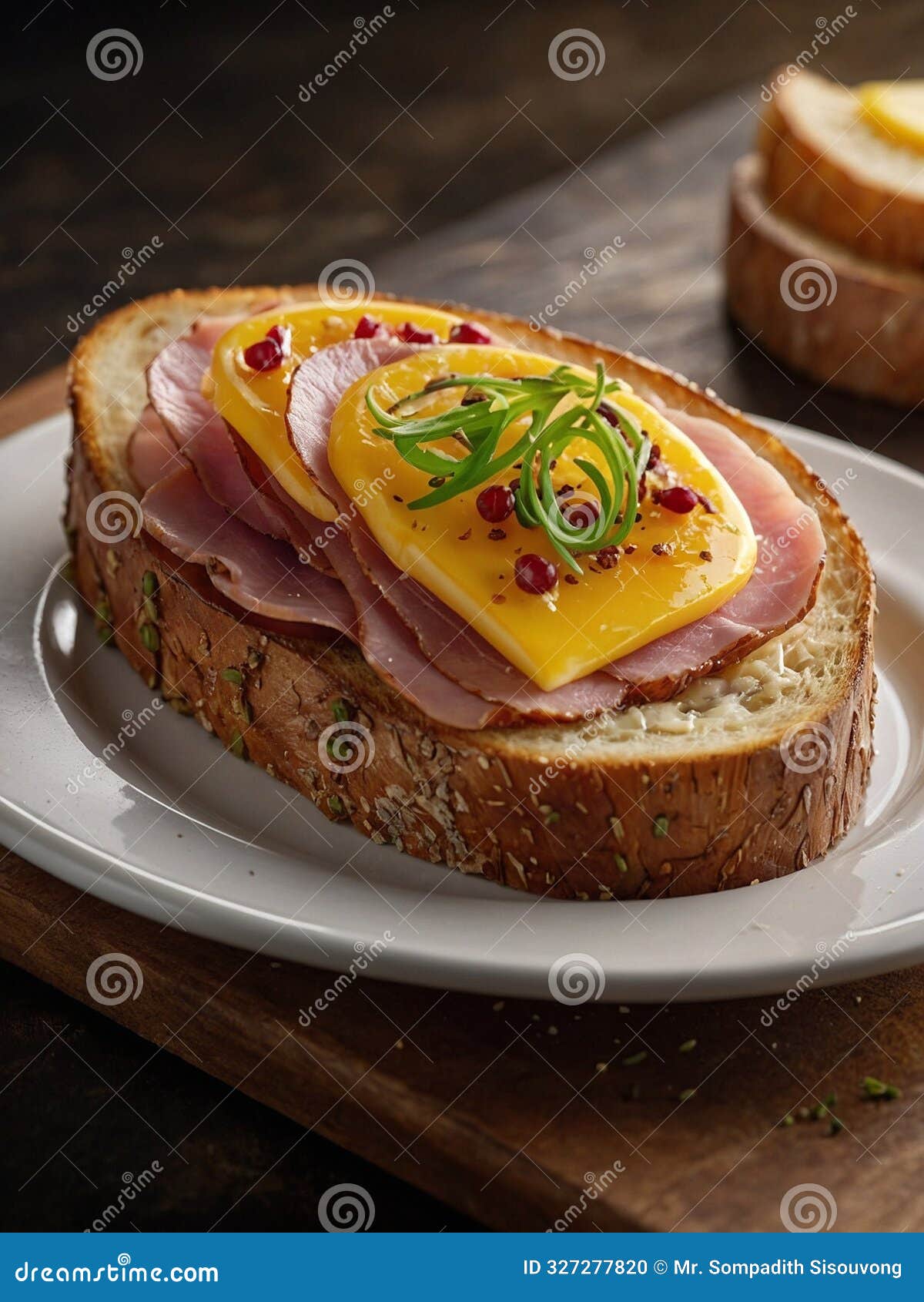 Ham Cheese Toast in Fine Dining Restaurant, Cinematic Food Photography ...