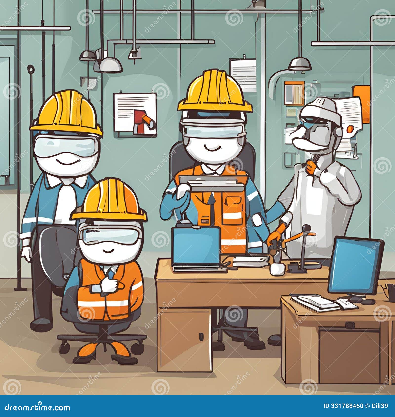 PPE-wearing Factory Workers Employees Engineers Safety Culture 45000 ...