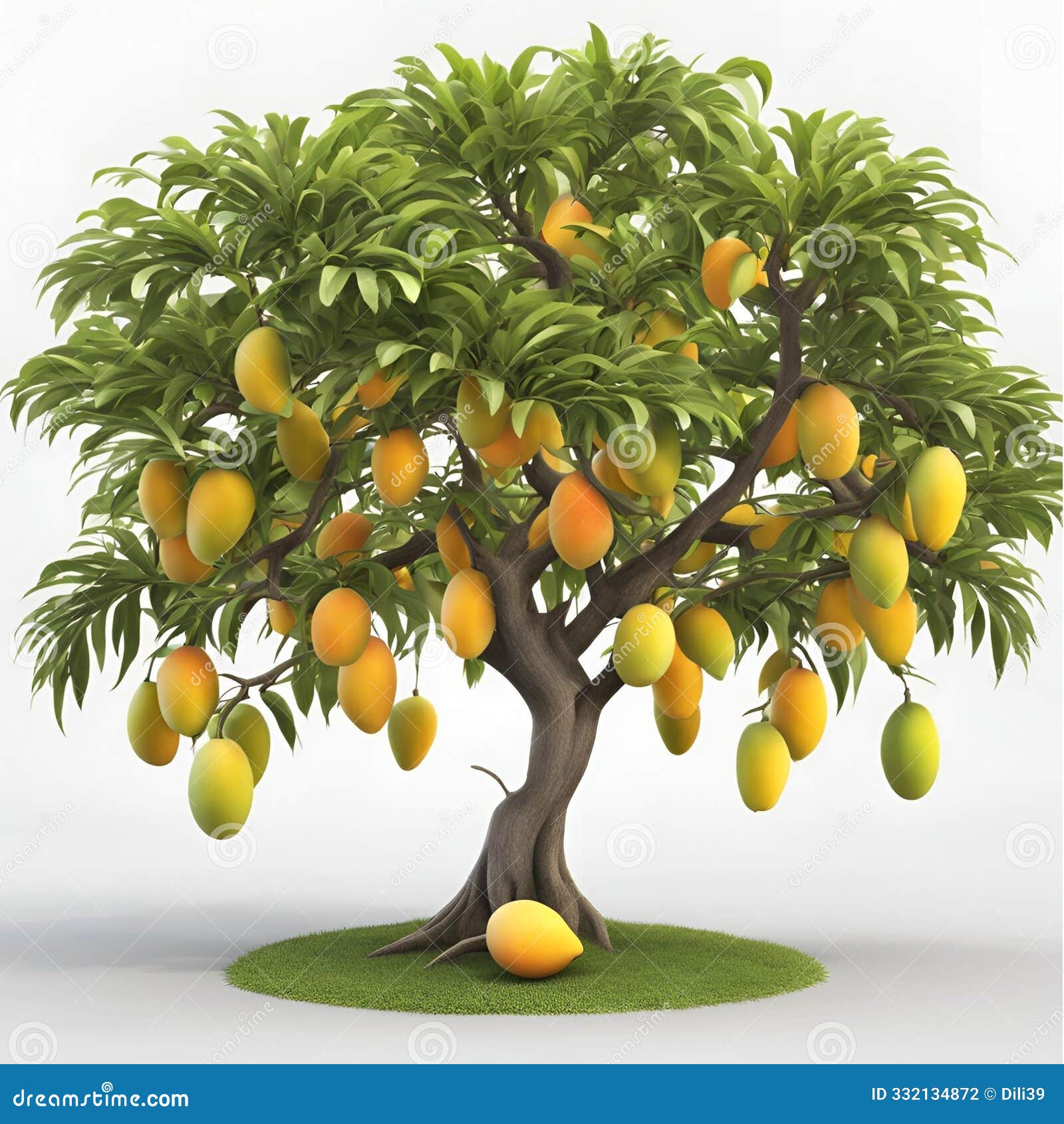 Cute Cartoon 3D Mango Tree Illustration Stock Illustration ...