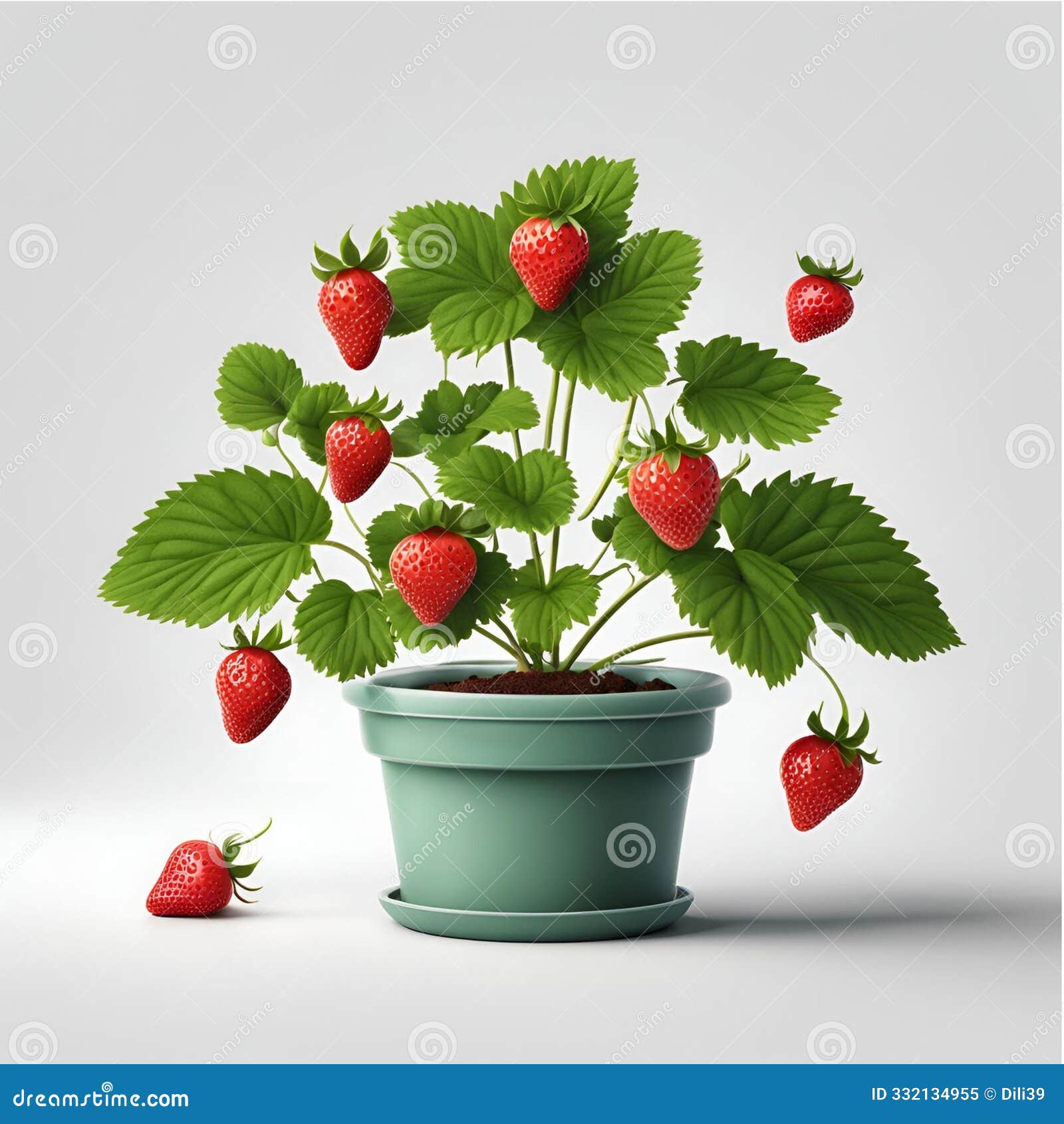 Artistic Strawberry Plant in Pot Illustration Stock Illustration ...