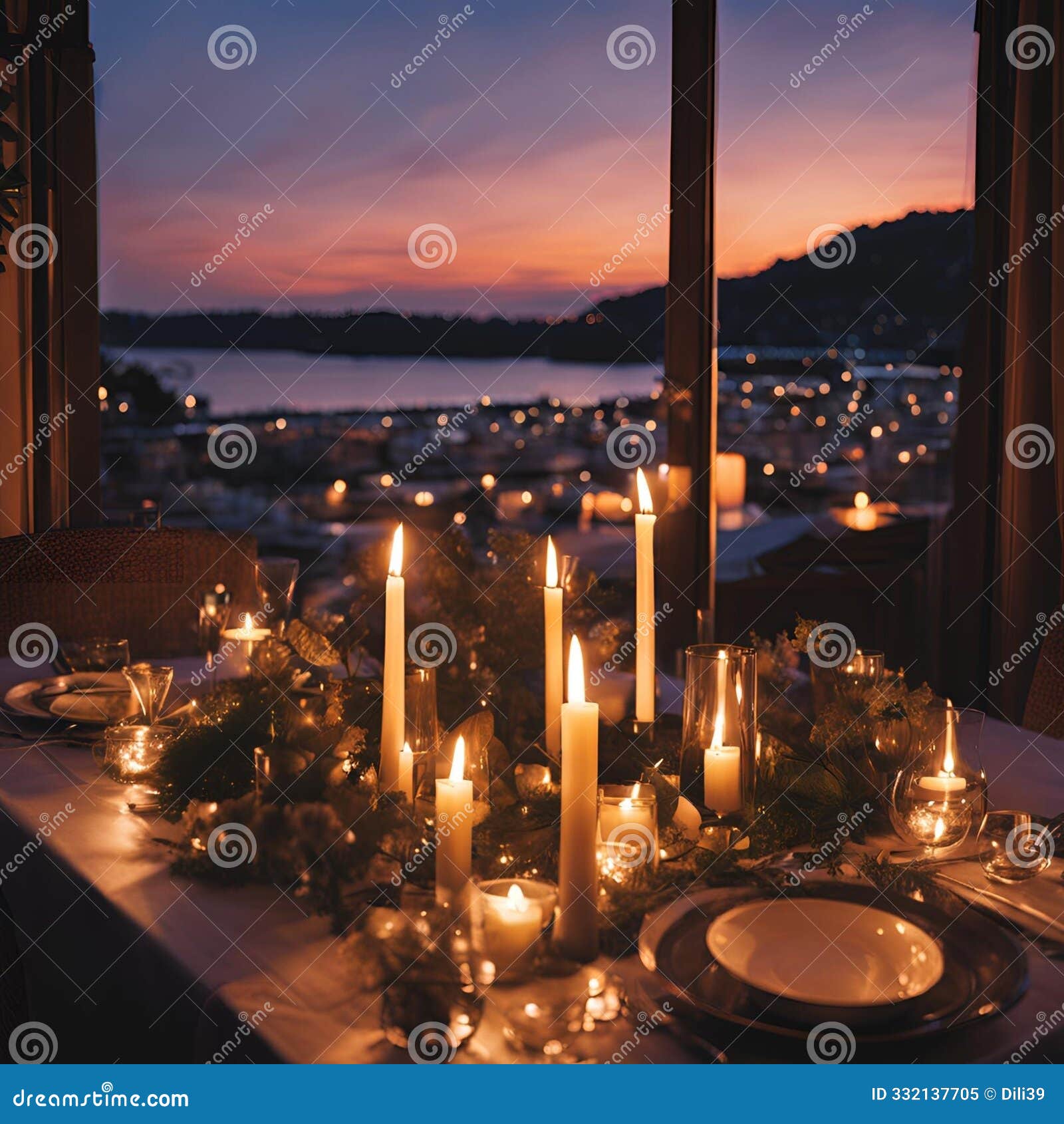 Romantic Candlelight Dinner Setup Stock Image - Image of darkness ...