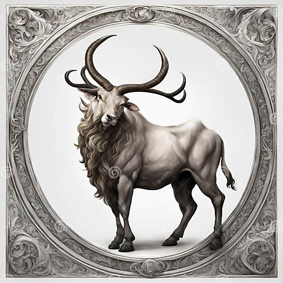 Elegant Mythical Stag Elk with Horns Stock Illustration - Illustration ...