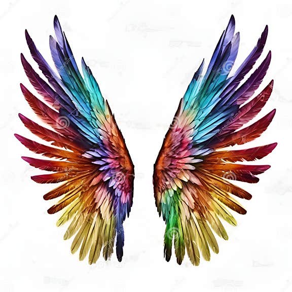 Vibrant Multi-Colored Angel Wings Decorative Stock Illustration ...