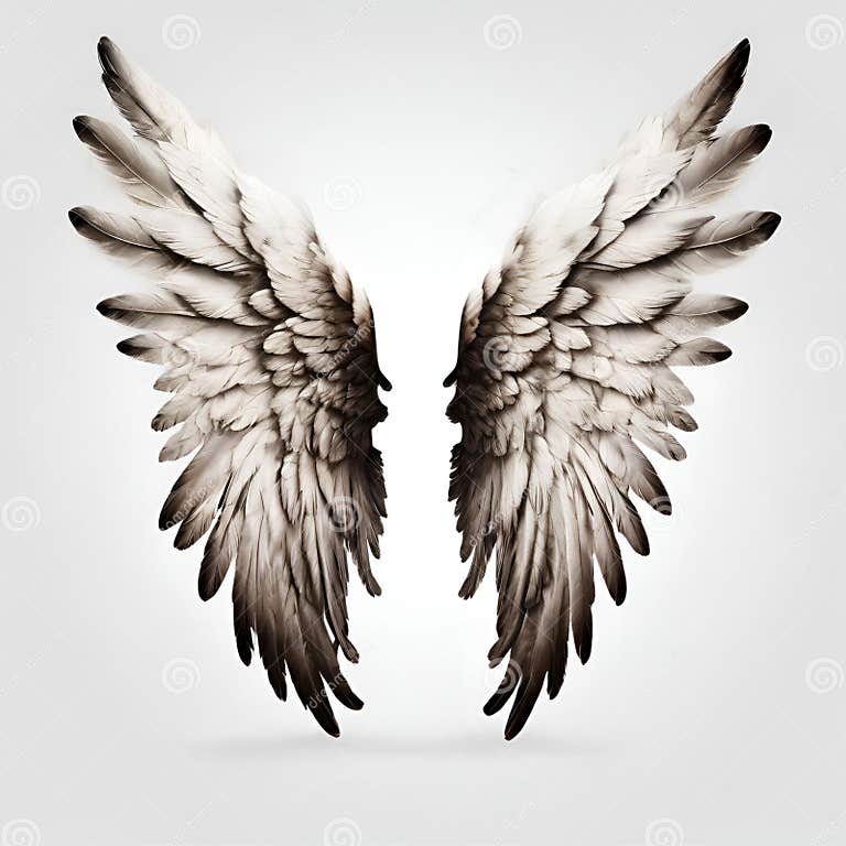 Soft Feathery Gray Angel Wings Stock Illustration - Illustration of ...