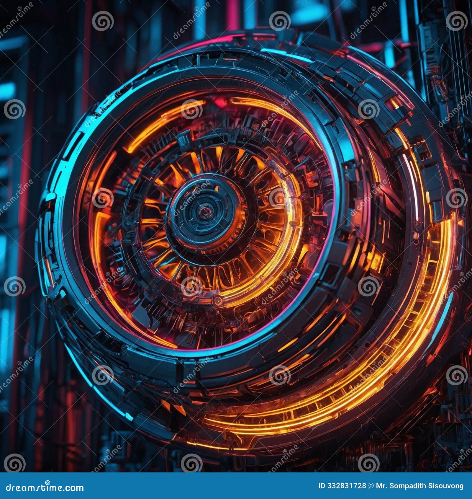 Abstract Neon Light Cyborg Jet Engine Wallpaper Stock Illustration ...
