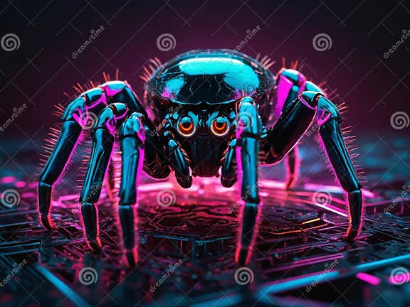 Abstract Neon Light Cyborg Tarantula Spider Wallpaper Stock ...