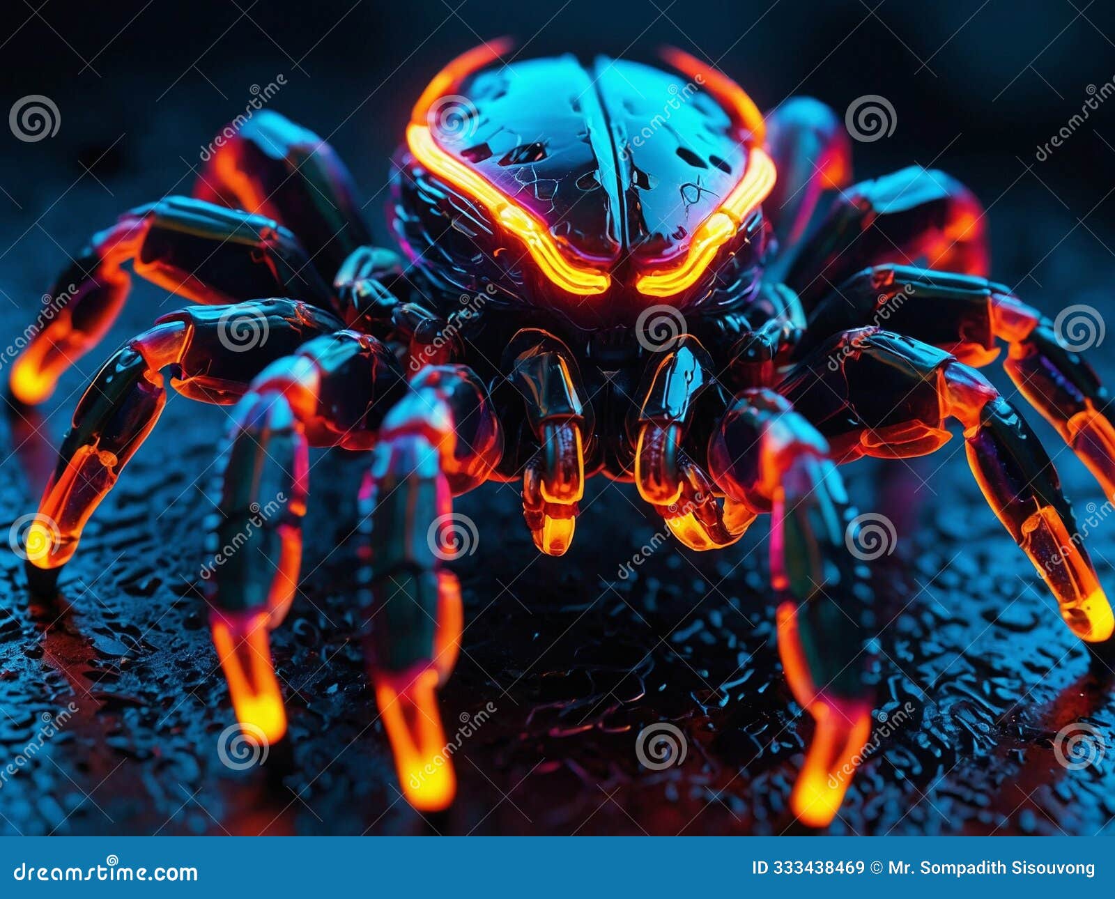 Abstract Neon Light Cyborg Tarantula Spider Wallpaper Stock ...