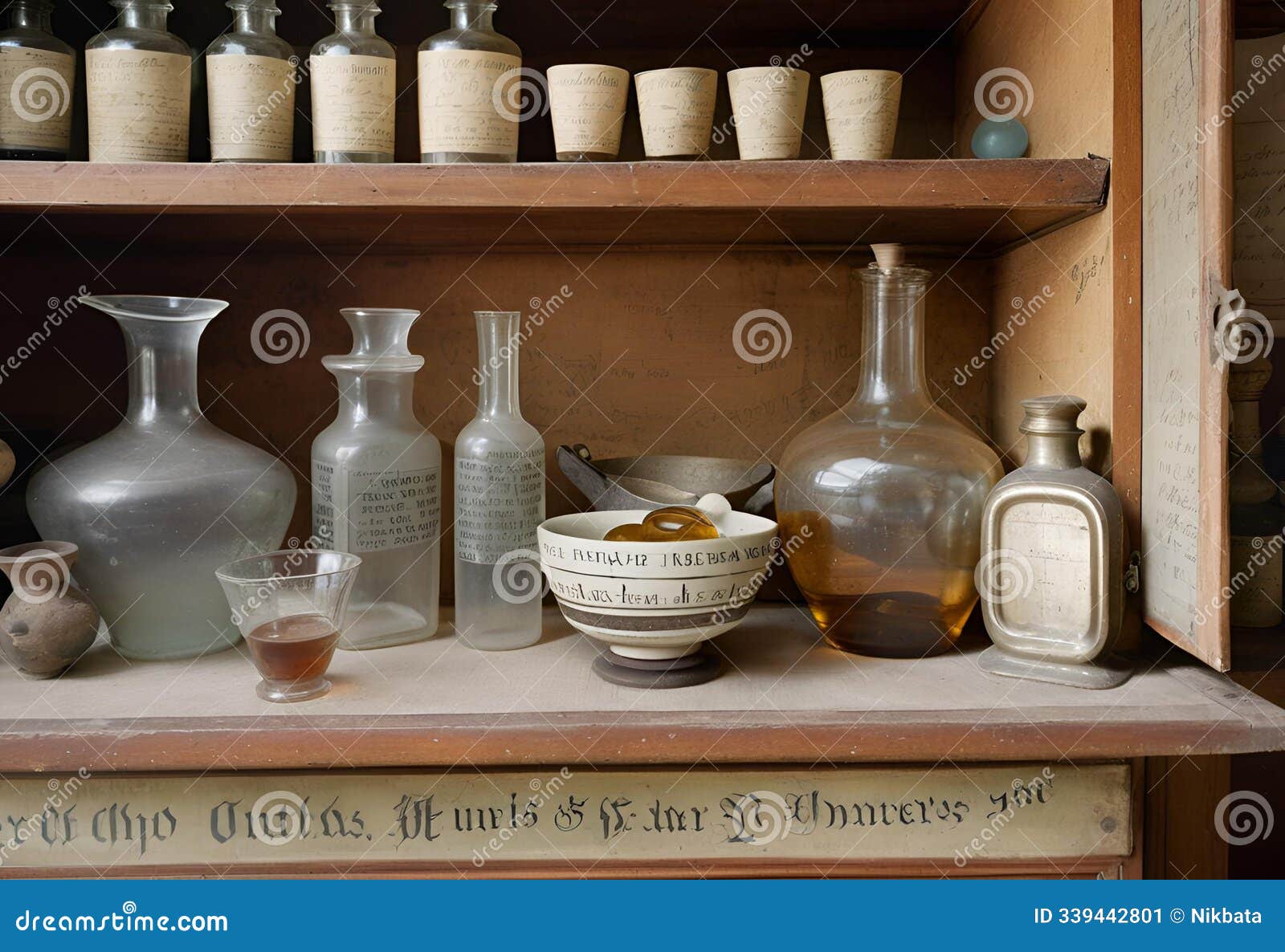 Old Pharmaceutical Containers in the Pharmacy for Preparing and Storing Medicines Stock Image ...