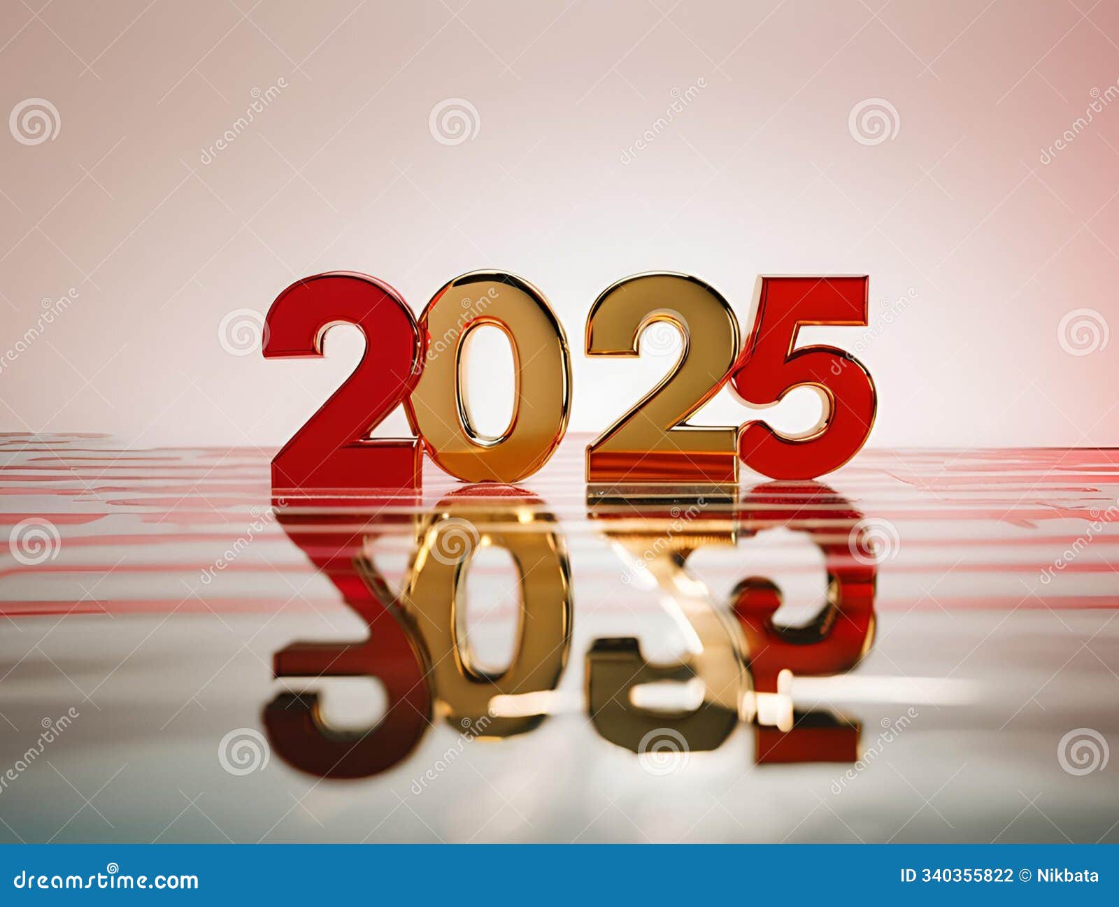New Year 2025 Symbols Written in Gold and Red Numbers with Glare on ...