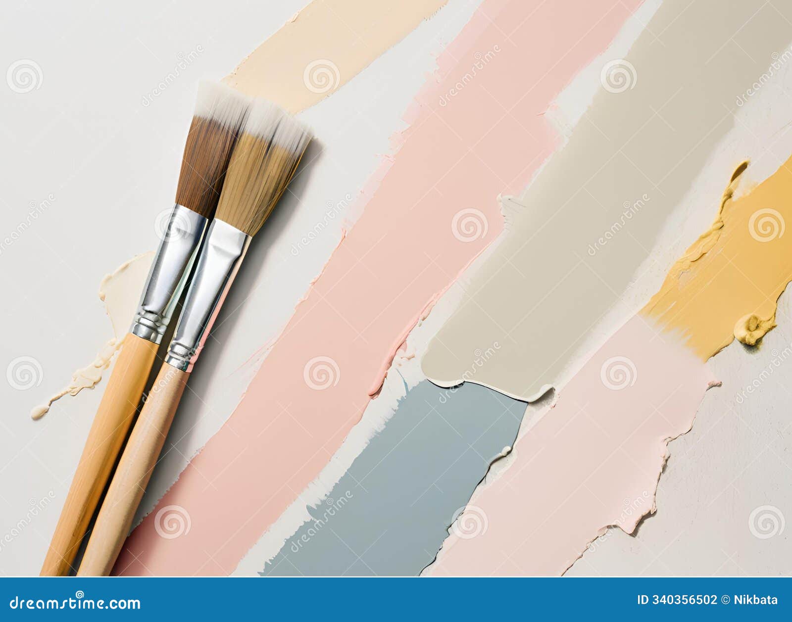 A Nice Pair of Painter S Brushes with Traces of Pastel Colors on a ...