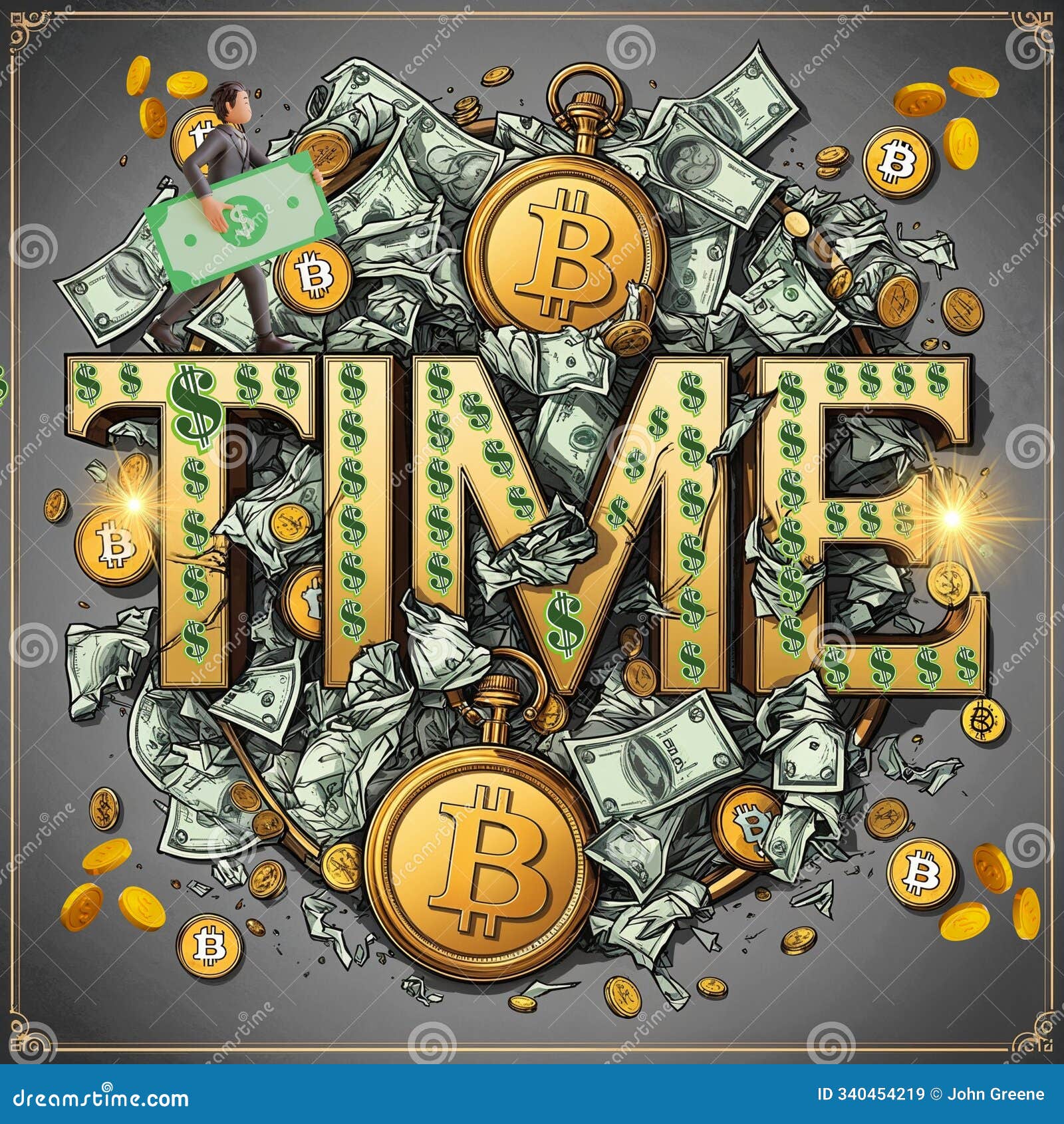 Time is Money Concept Illustration of the Word TIME Surrounded by ...