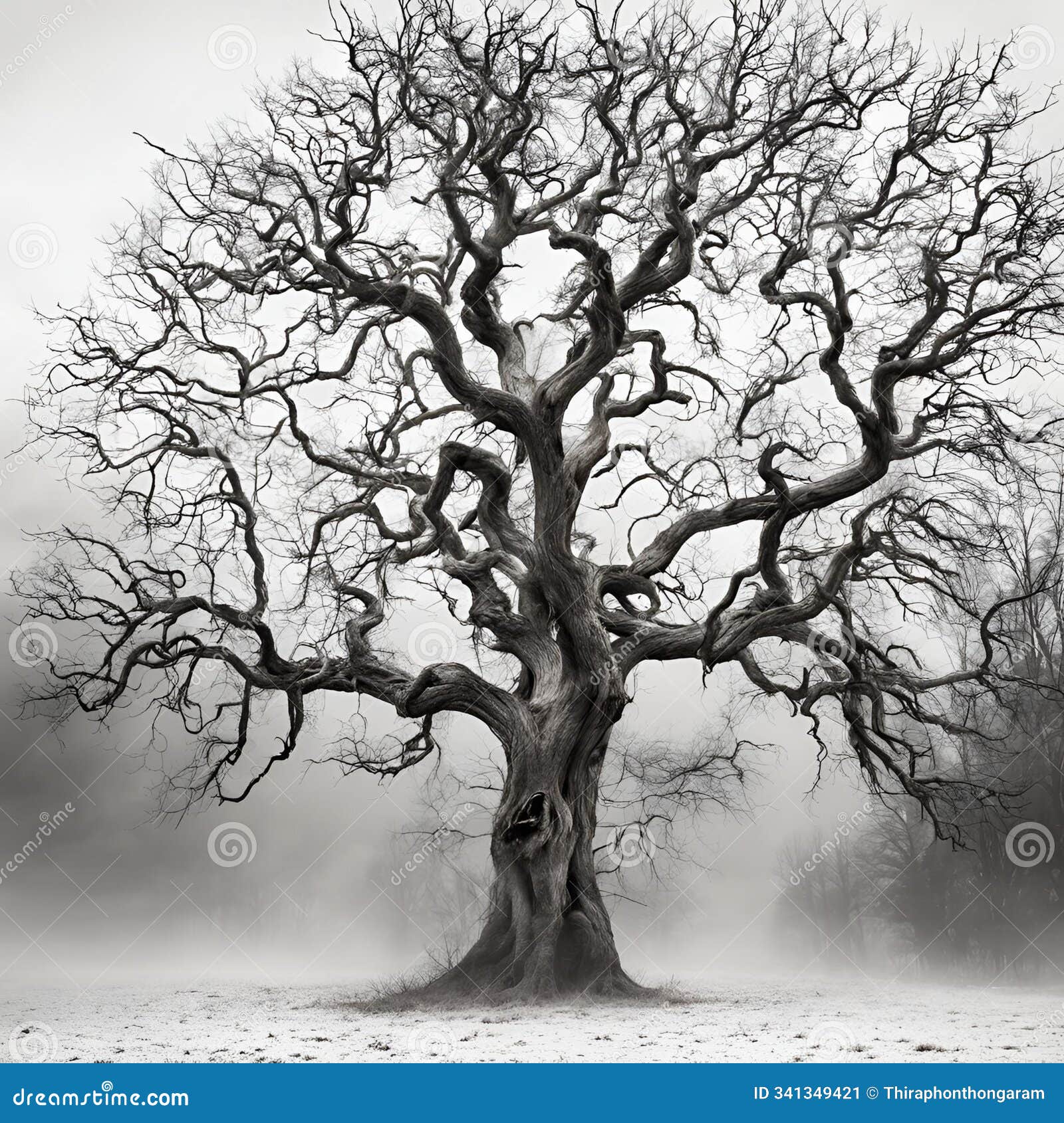 Leafless old spooky tree stock illustration. Illustration of frost ...
