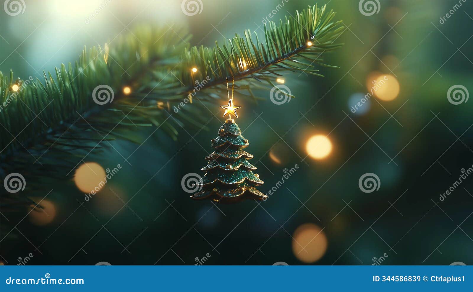 Close-up View of a Christmas Tree Background with the Small Christmas ...