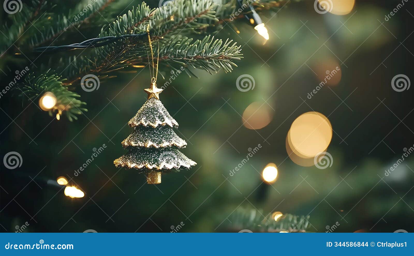 Close-up View of a Christmas Tree Background with the Small Christmas ...