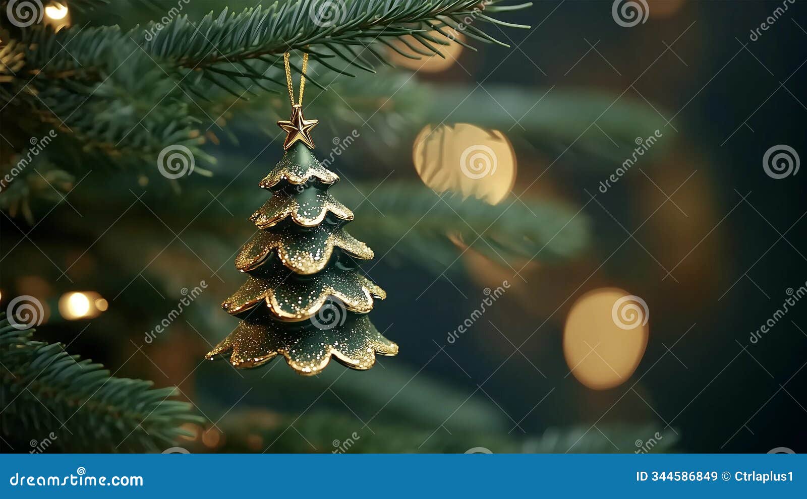 Close-up View of a Christmas Tree Background with the Small Christmas ...