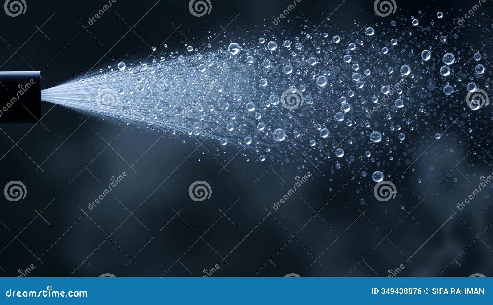 Water Spray with Fine Mist and Droplets on Dark Background Stock Photo ...