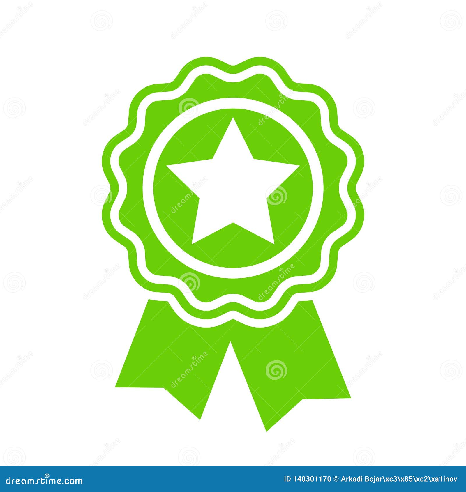 Green Award Ribbon Icon Vector Illustration | CartoonDealer.com #140301170