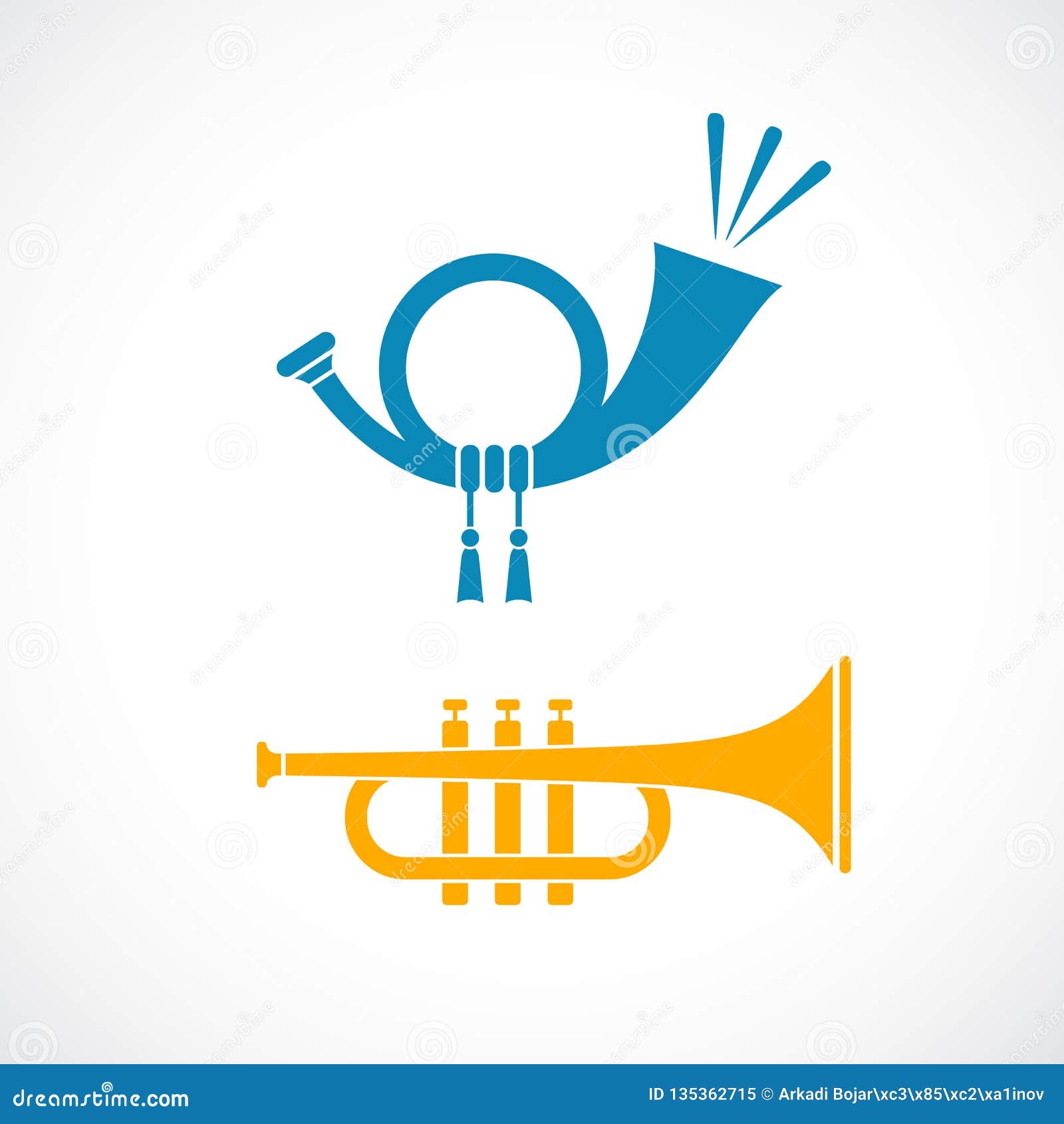 Horn and Trumpet Vector Icon Stock Vector - Illustration of cornet ...