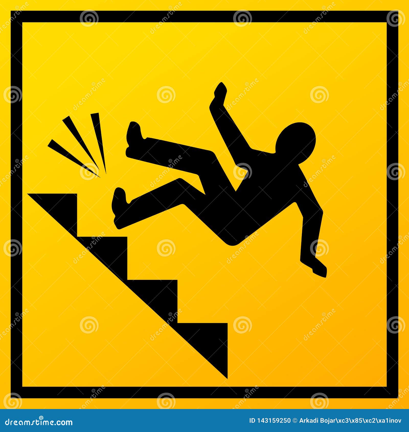 Man Falling Down the Stairs Vector Sign Stock Vector - Illustration of ...